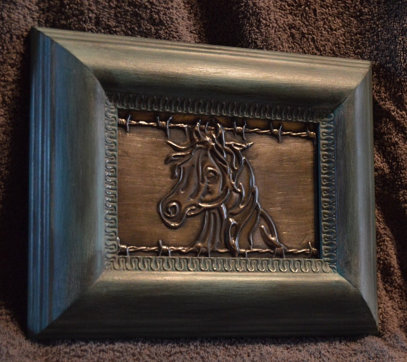 Western Horse Pewter Metal Art Embossed in a Distressed - Etsy Denmark