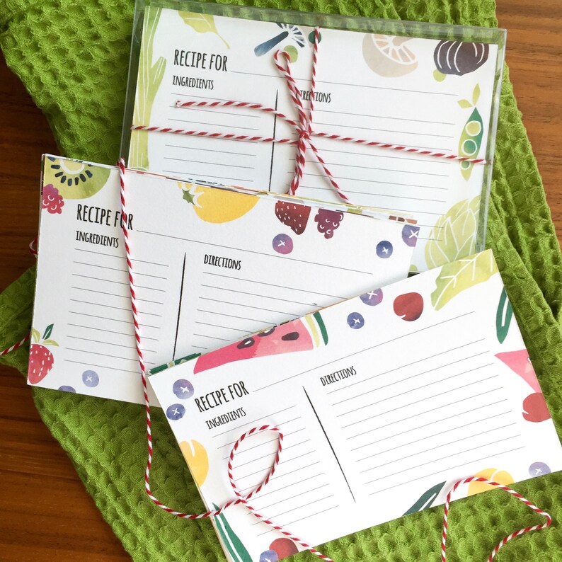 Watercolor Fruits & Veggies Blank Recipe Cards - Etsy