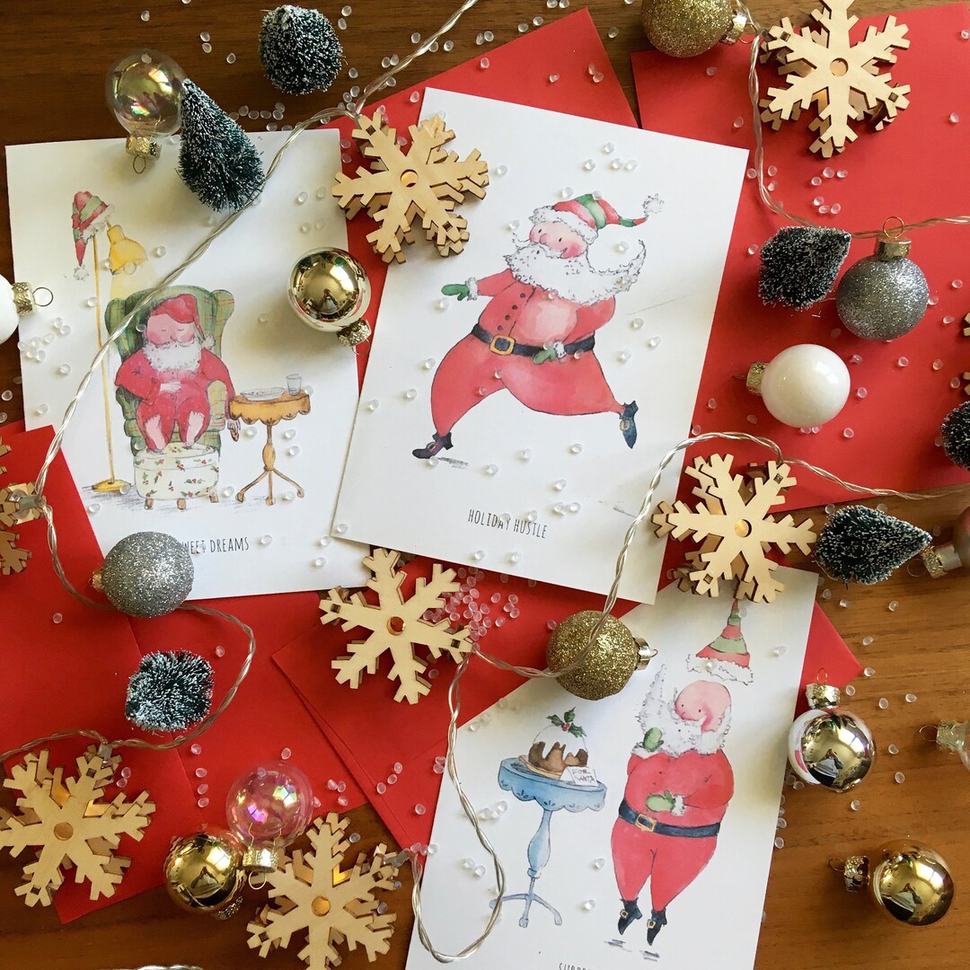 Santa Greetings 6 Card Pack - Etsy