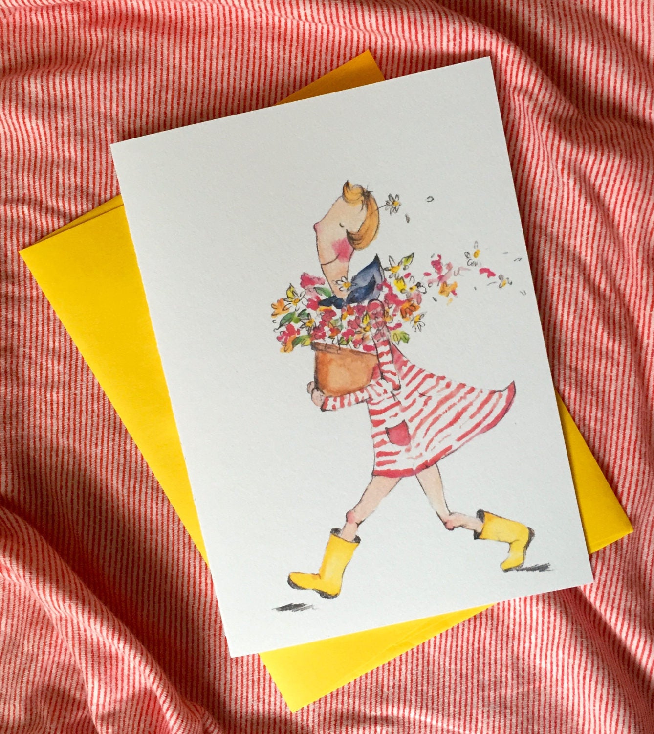Hand Illustrated Flower Girl Card - Etsy