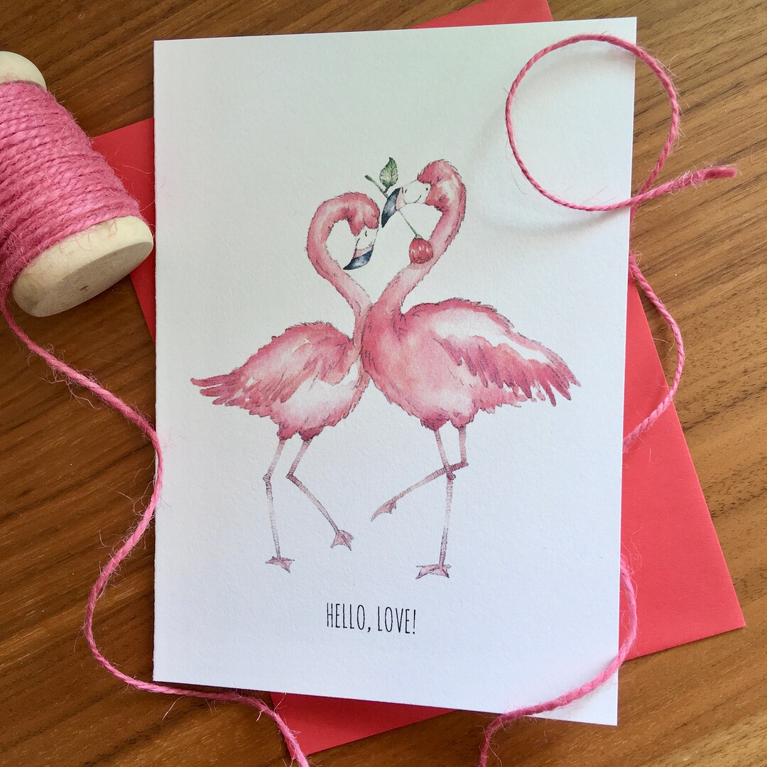 Flirty Flamingos Valentine Card - Etsy