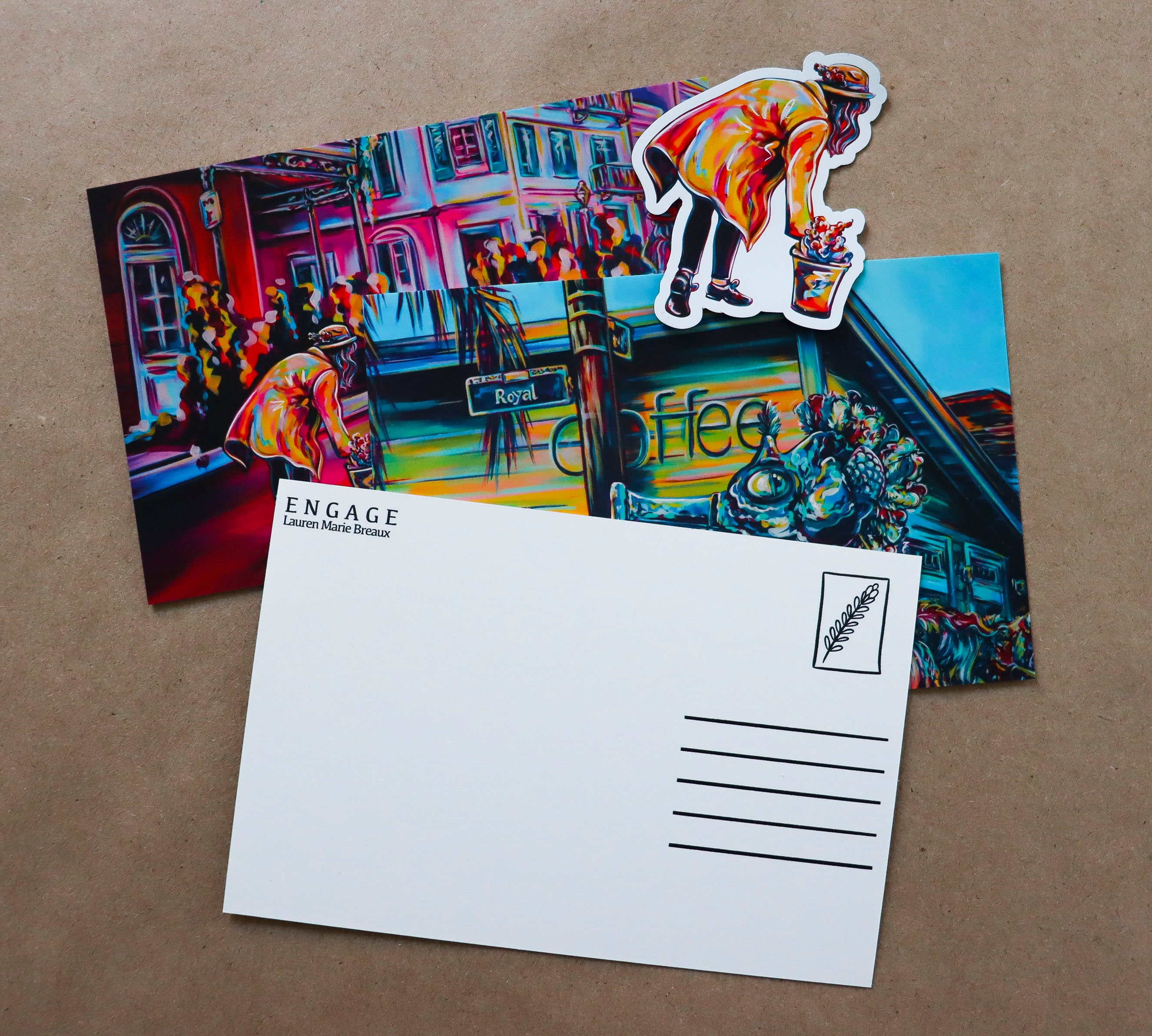 New Orleans Art Magnet Printed Art Engage Postcard Set Stationary ...