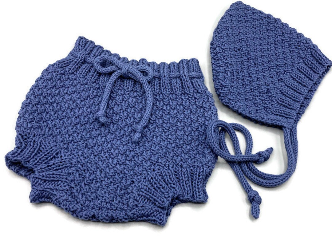 Baby Diaper Cover and Pixie Bonnet Set in Blue Organic Cotton - Etsy