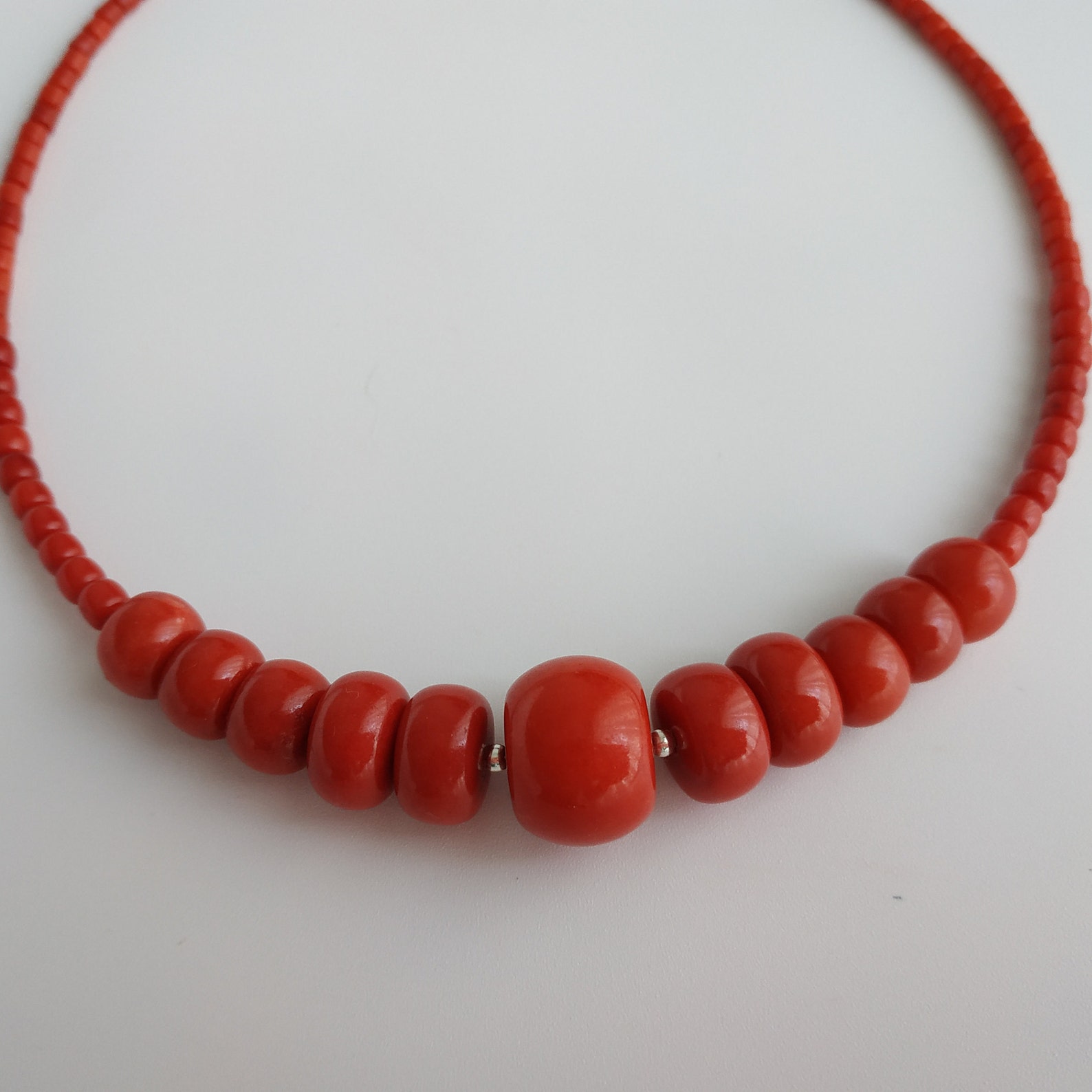 Orange Coral Necklace Beaded Choker Minimalist Coral - Etsy