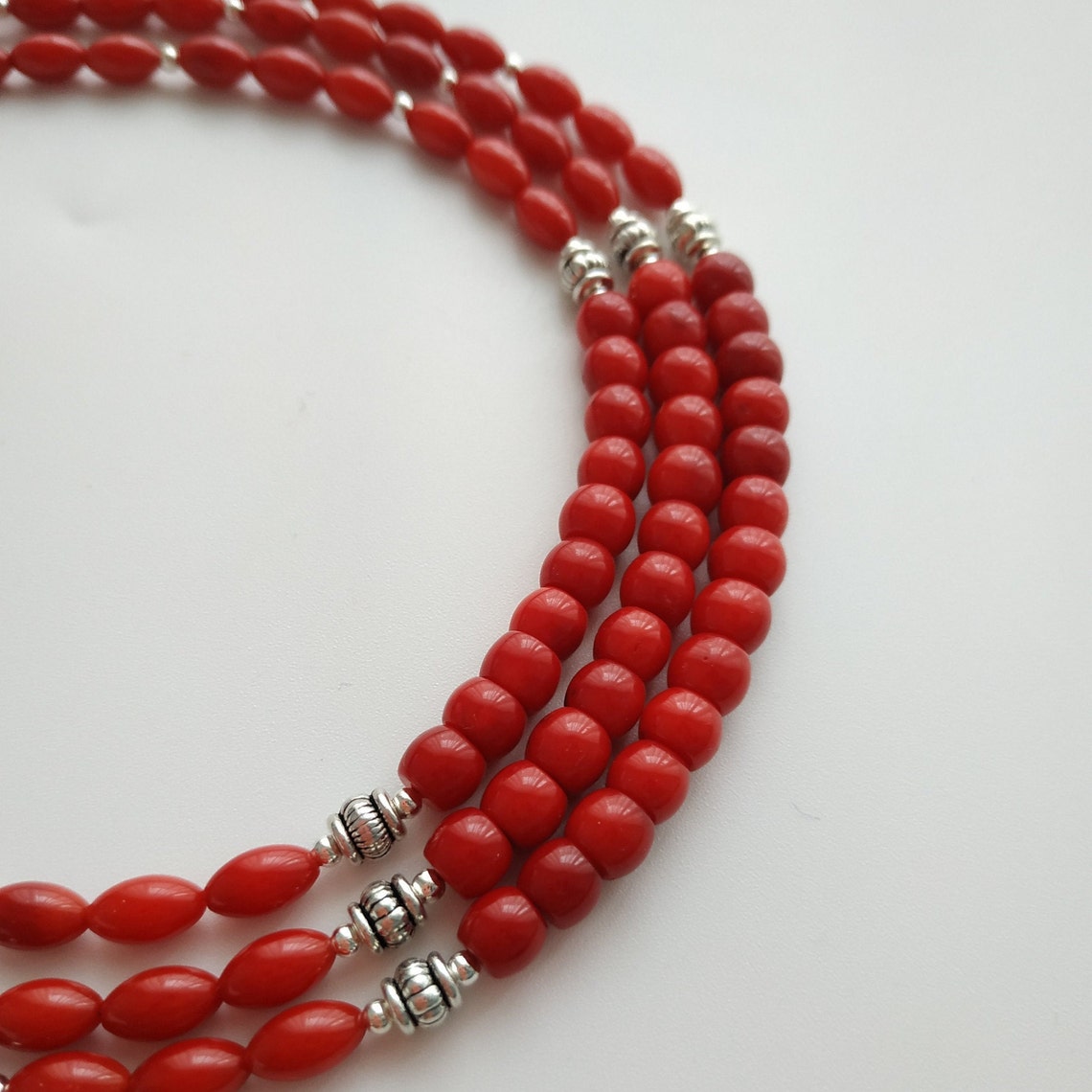 Red Coral Necklace Real Coral Beads Ethnic Style Necklace Etsy