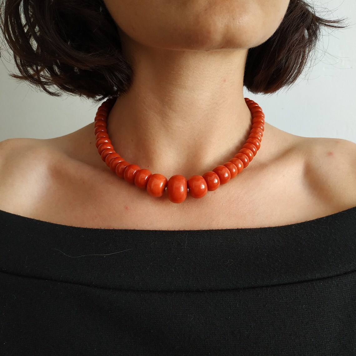 Coral Necklace Ukrainian Jewelry Minimalism Necklace Big Coral Etsy