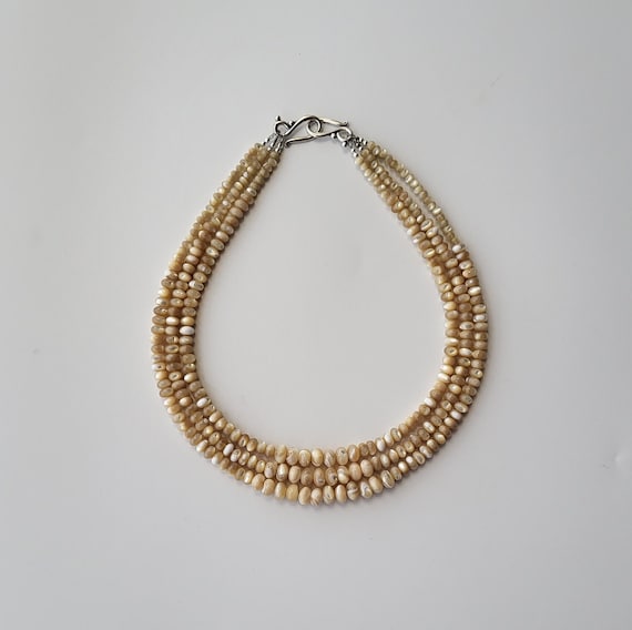 Mother of Pearl Necklace Natural Jewelry Small Pearl Beads Beige Necklace Wedding Jewellery Necklace for Bride Summer Pearls Sale Etsy