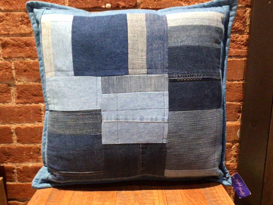 Recycled Denim Pillow, Lots of Different Jeans Used to Create This One ...