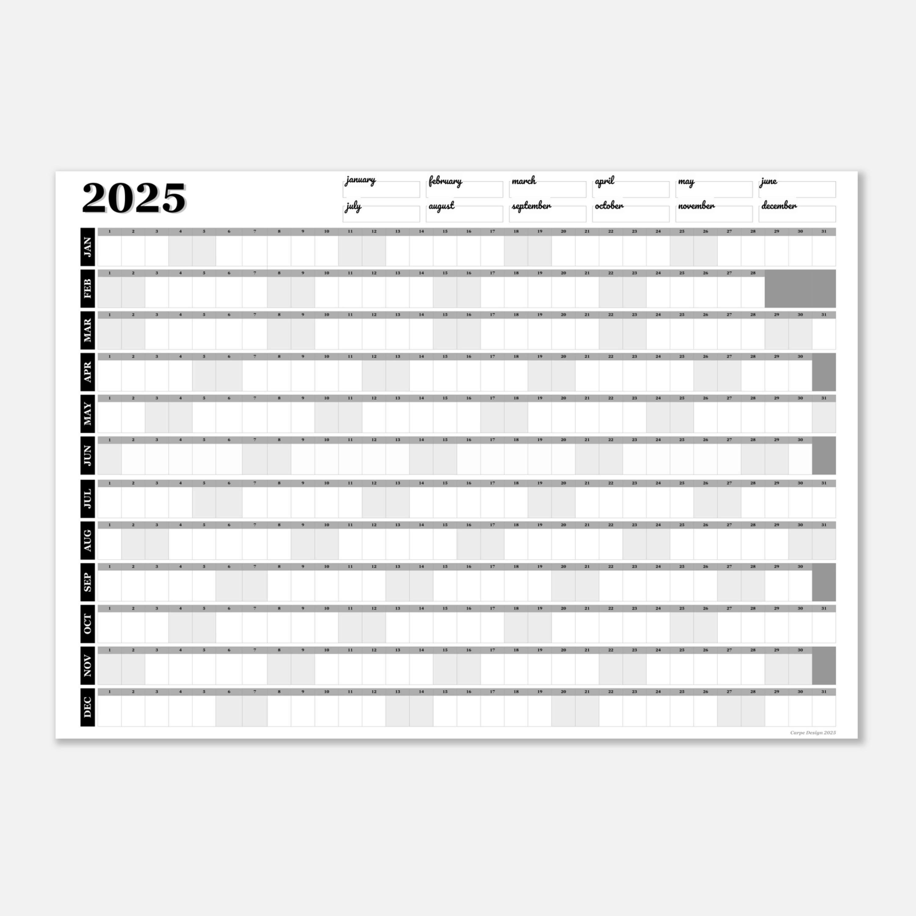 2025 Giant Paper Wall Calendar | Extra Large Format Yearly Planner ...