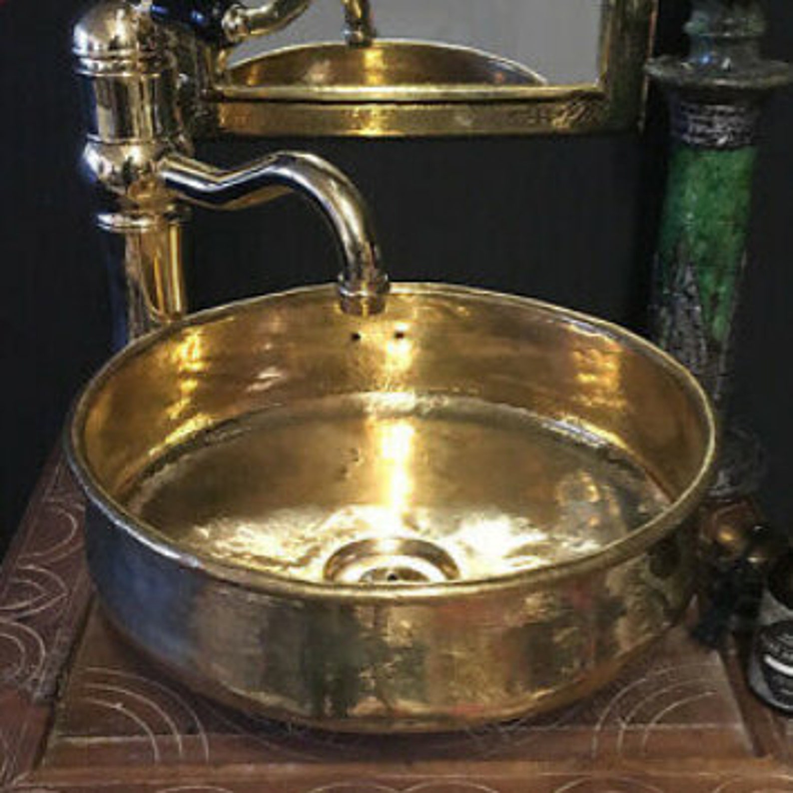 Moroccan Handmade Hammered Brass Round Counter Top Sink No - Etsy