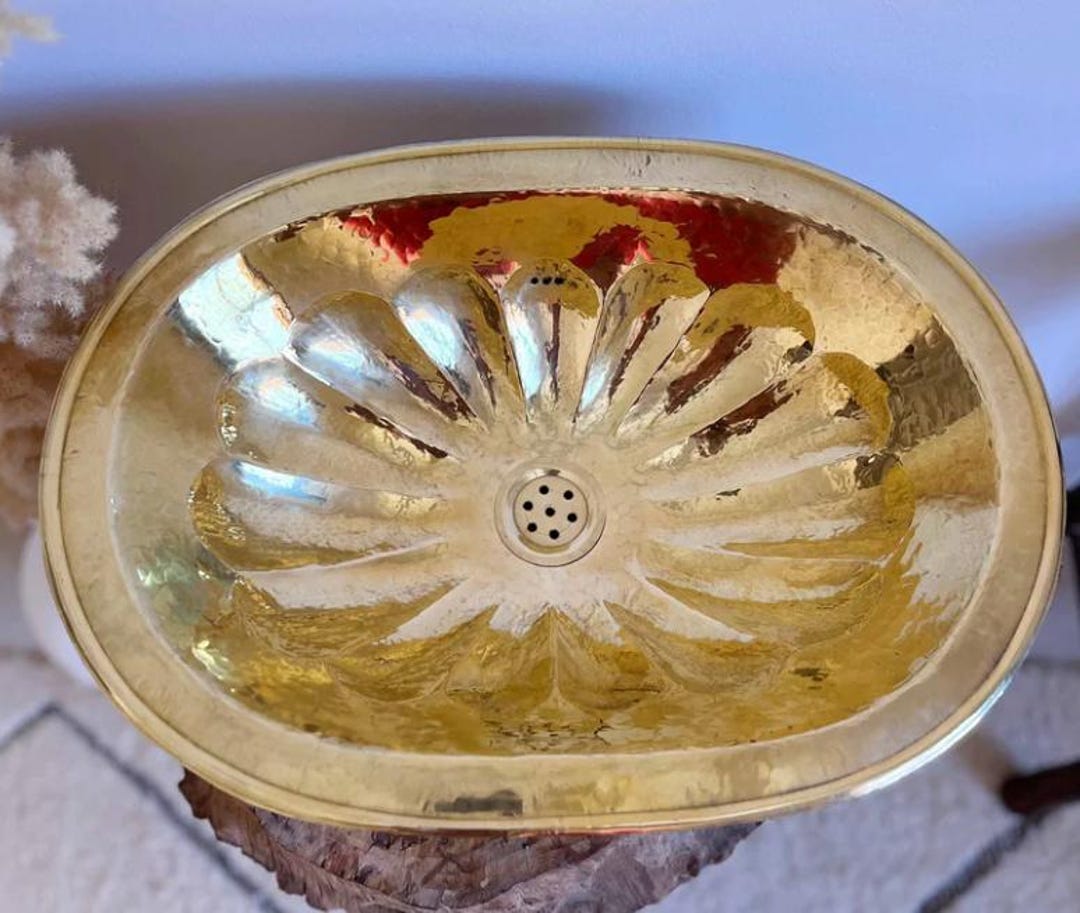 Shell Handmade Unlacquered Moroccan Brass Bathroom Sink - Etsy