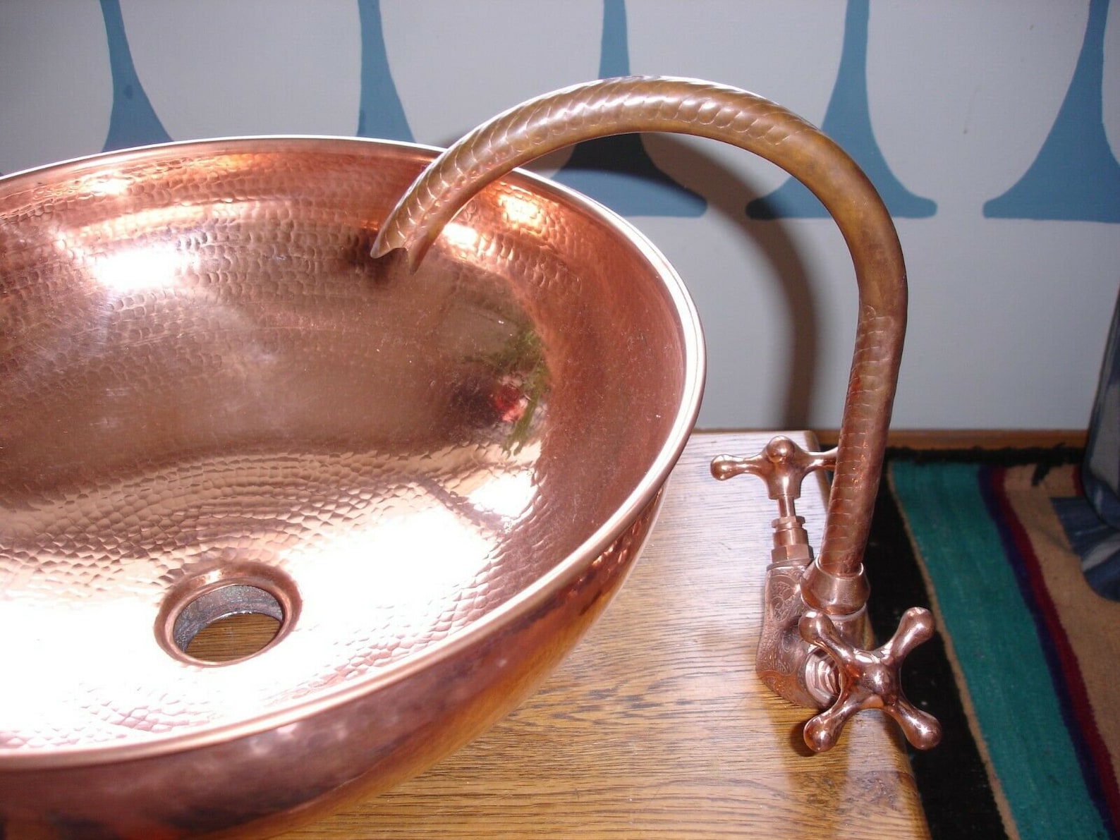 Handmade Moroccan Hammered Copper Counter Top Basin With Plug and ...