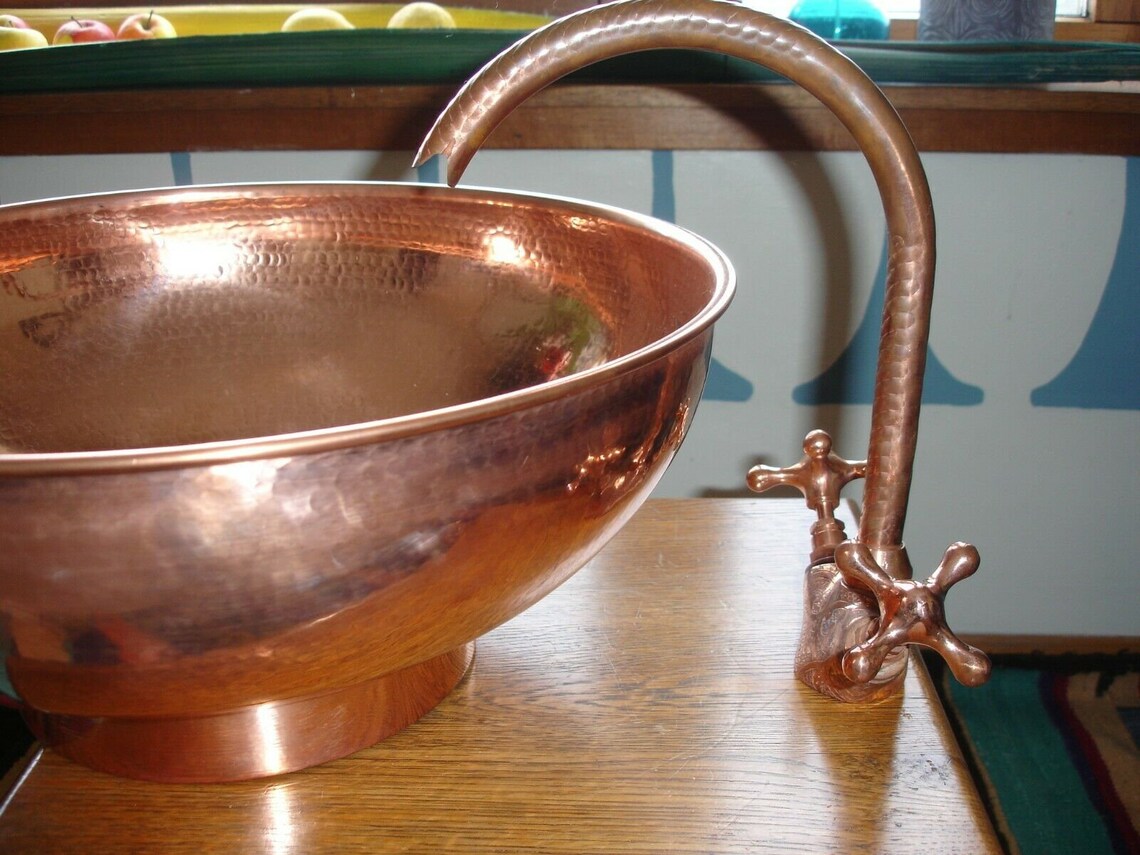 Handmade Moroccan Hammered Copper Counter Top Basin With Plug and ...