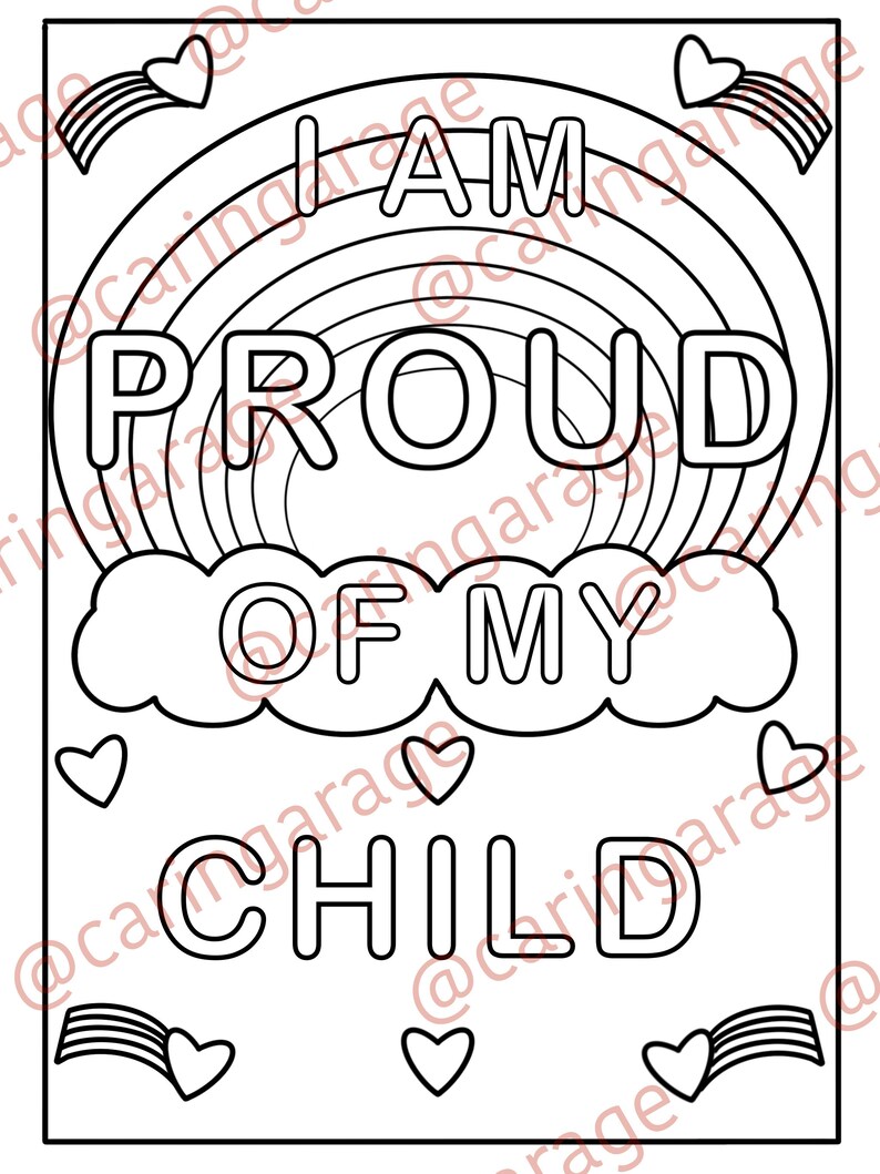 PRIDE Coloring Page I Am Proud of My Moms Dads Parents | Etsy