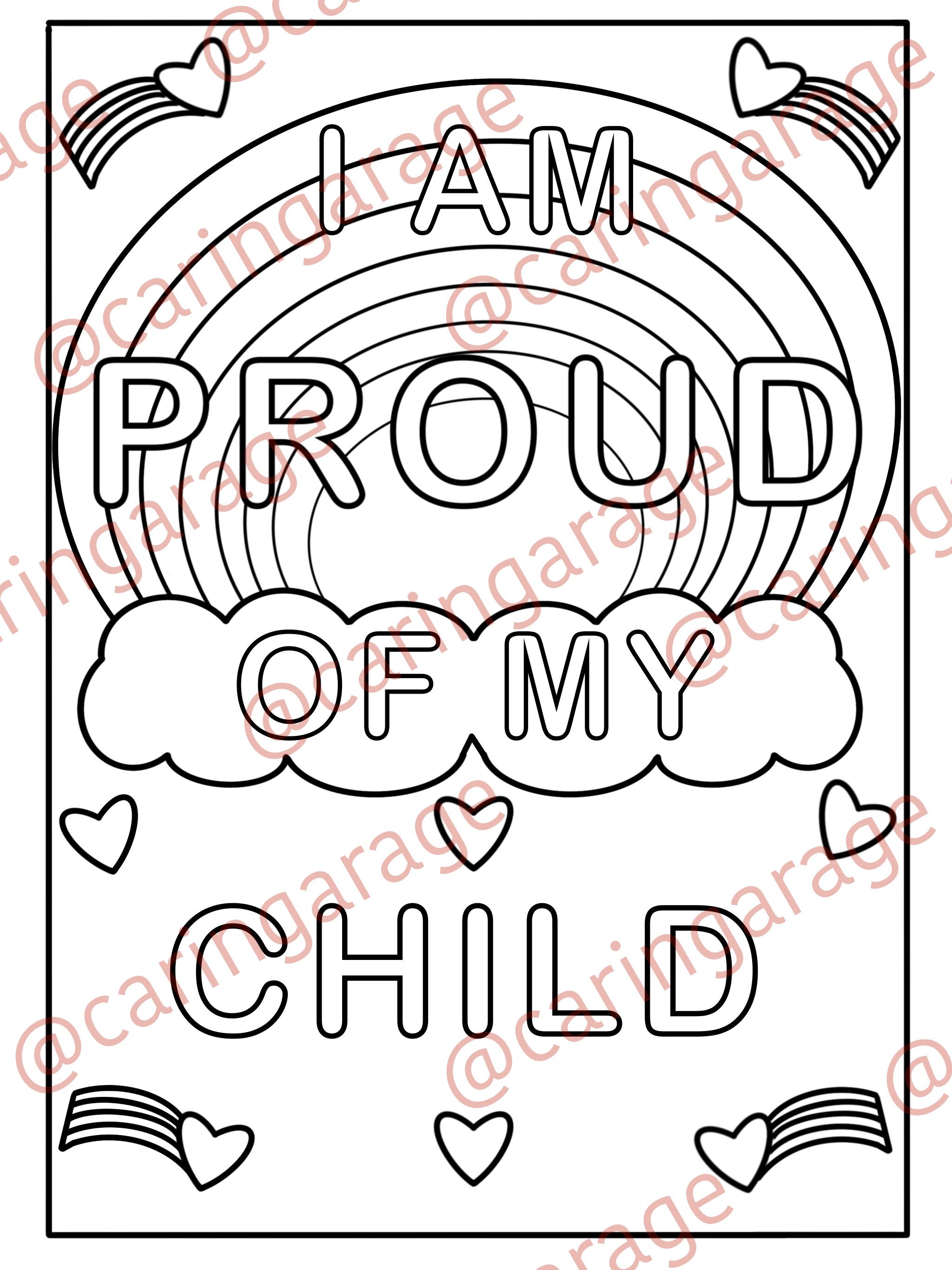 PRIDE Coloring Page I Am Proud of My Moms Dads Parents | Etsy
