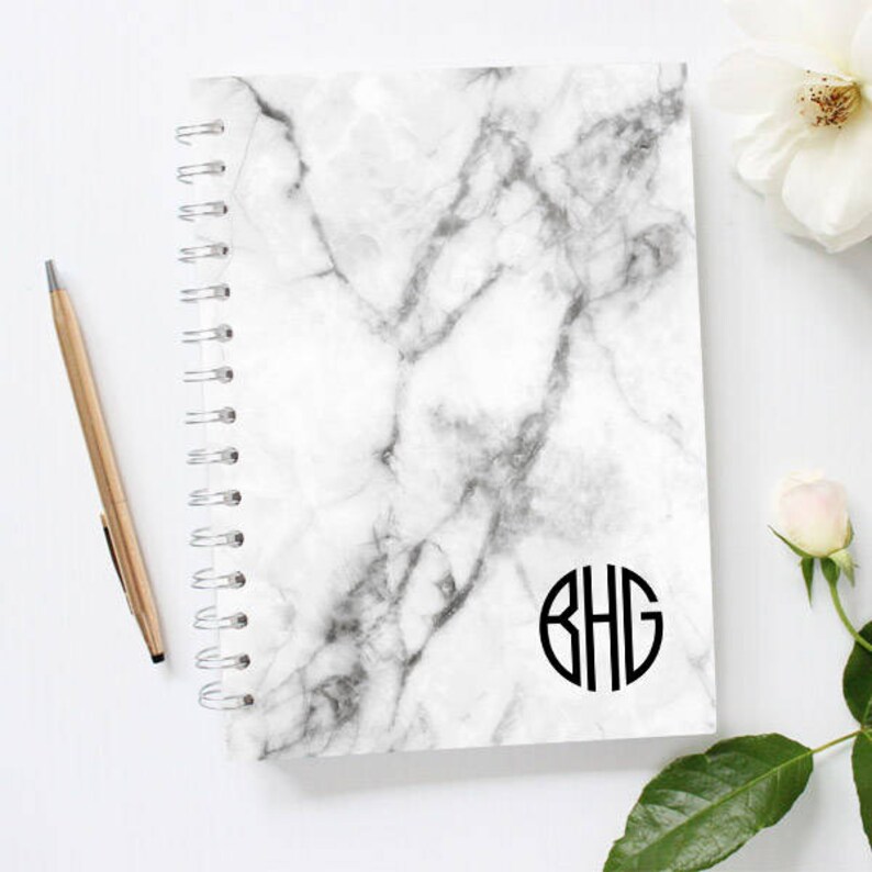 Custom Name Notebook Cover Grey Marble Notebook Marble - Etsy