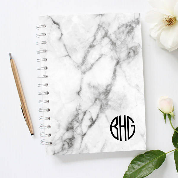 Custom Name Notebook Cover Grey Marble Notebook Marble | Etsy