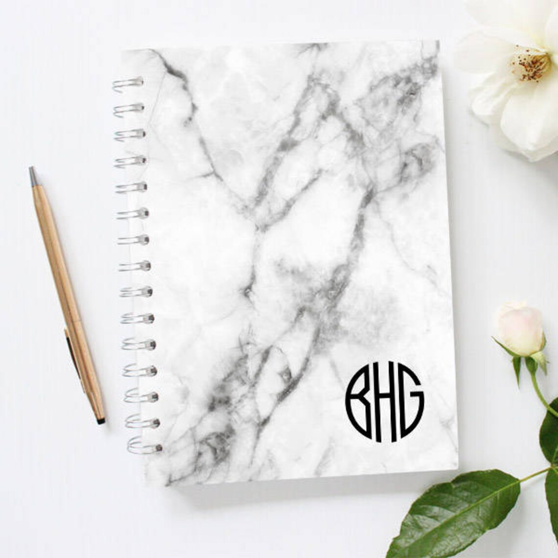 Personalized Notebook Cover Marble Notebook Monogram | Etsy