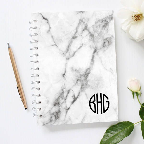 Personalized Notebook Cover Marble Notebook Monogram | Etsy