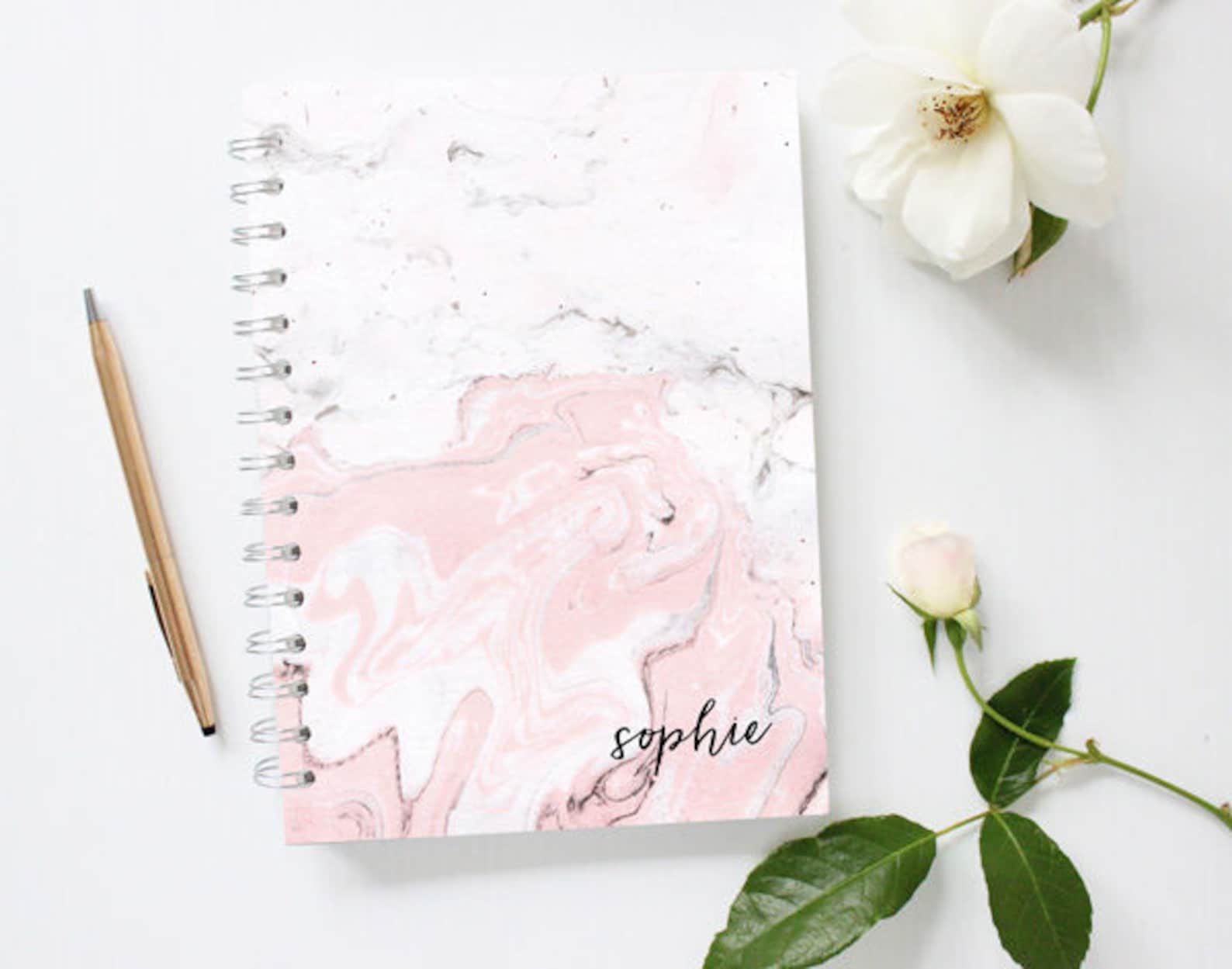 Personalized Notebook Cover Marble Notebook Monogram - Etsy