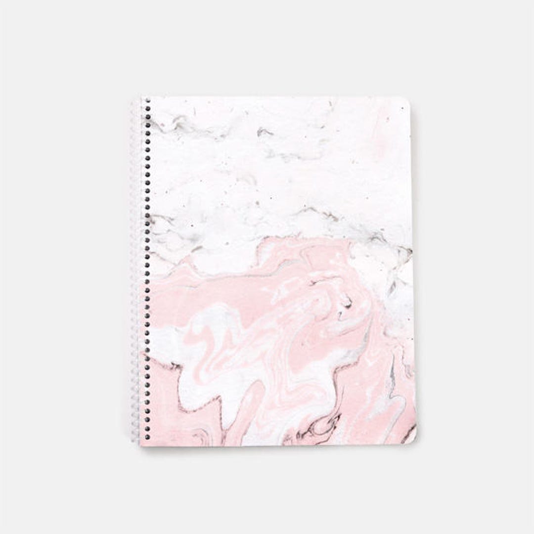 Marble Notebook, Pink Notebook, Lined Notebook, Spiral Notebook, Large ...