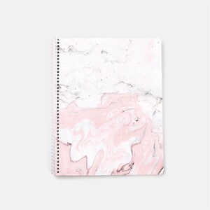 Marble Notebook, Pink Notebook, Lined Notebook, Spiral Notebook, Large ...