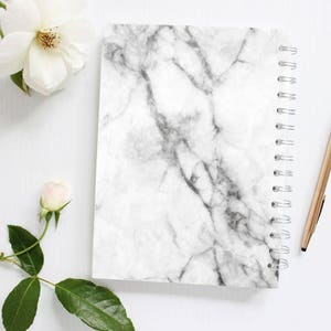 Custom Name Notebook Cover, Grey Marble Notebook, Marble Monogram ...