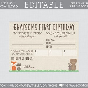 Editable Woodland Birthday Party Activity Printable Woodland Animal ...