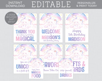 INSTANT DOWNLOAD Unicorn Printable Birthday Party Sign Package - Etsy