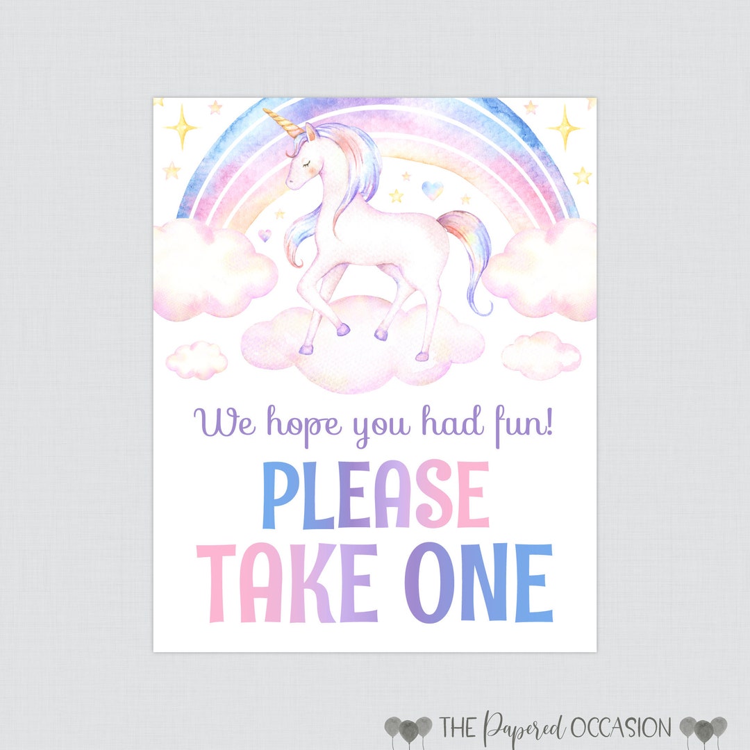Instant Download Unicorn Birthday Party Favor Table Sign Rainbow ...
