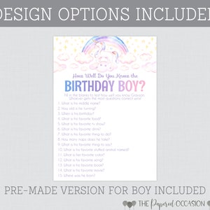 Editable Unicorn Birthday Party Game - Printable Rainbow Unicorn Themed ...