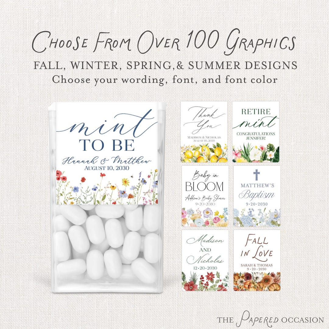 PRINTED Labels for Tic Tac Containers - Choose Your Season Themed ...