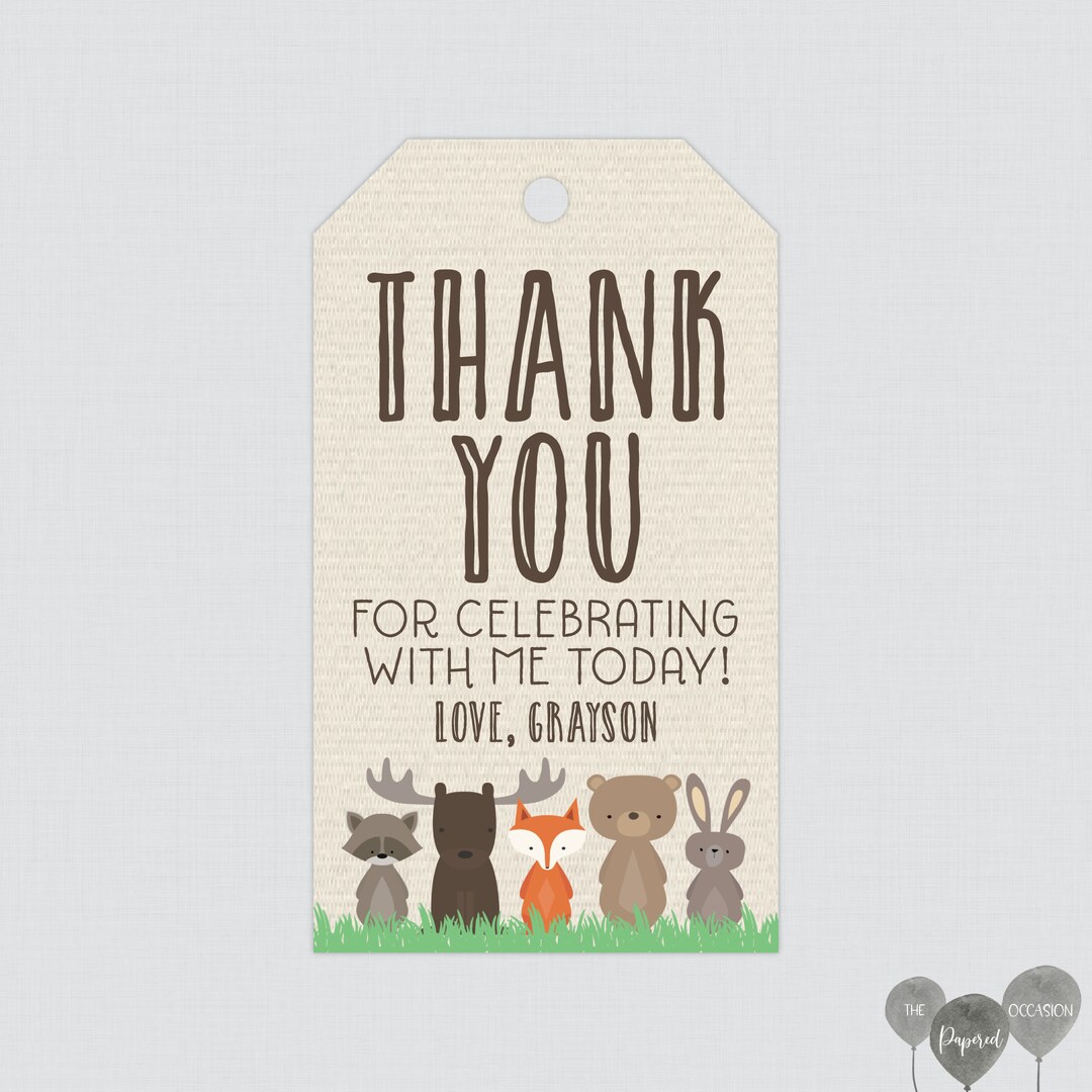 Printed or Printable Woodland Birthday Party Gift Tags Woodland Animal ...