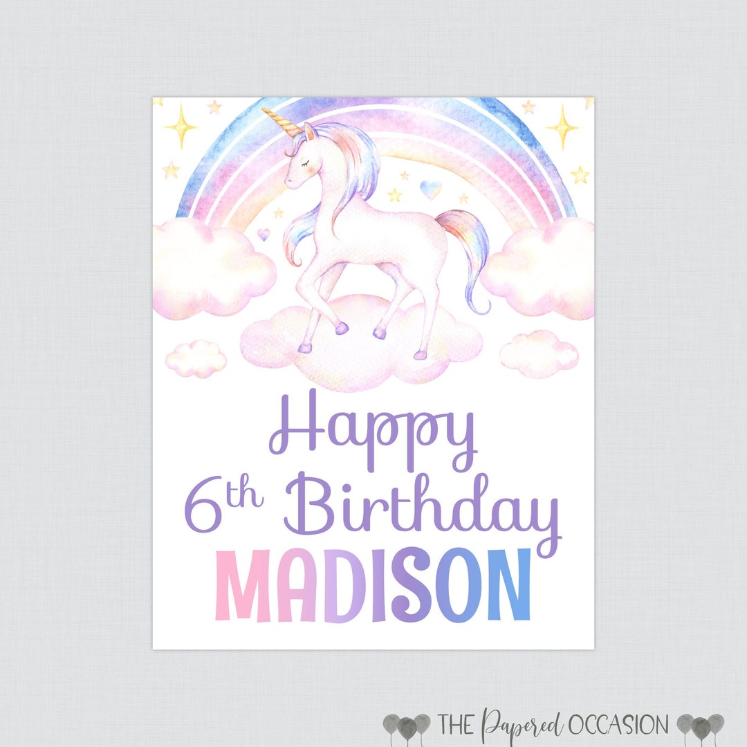 Printable or Printed Unicorn Happy Birthday Sign - Rainbow & Unicorn ...