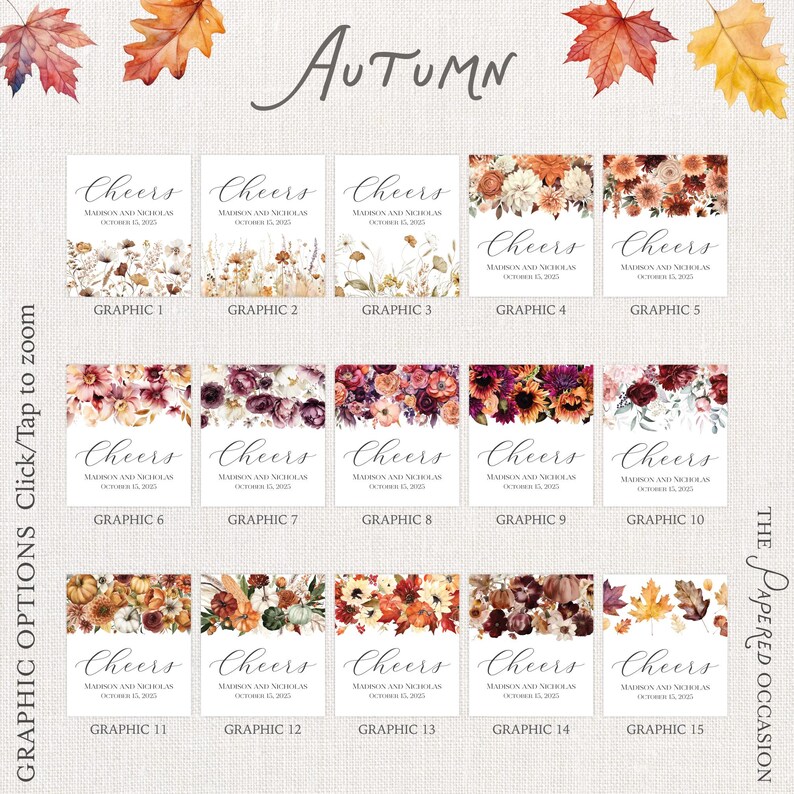 PRINTED Season Themed Wine Bottle Labels - Choose Your Graphic, Fonts ...