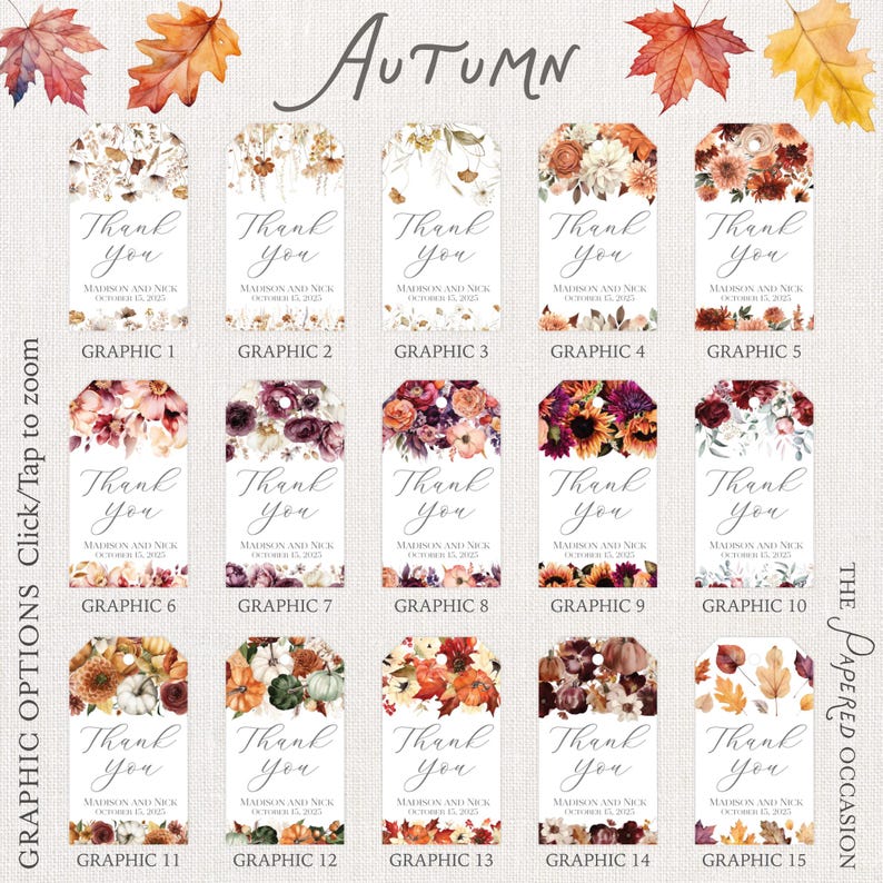 Printed OR Printable Gift Tags - Choose a Season Themed Graphic, Font ...