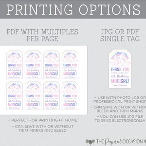 Editable Unicorn Birthday Party Gift Tags Rainbow Unicorn Themed Party ...