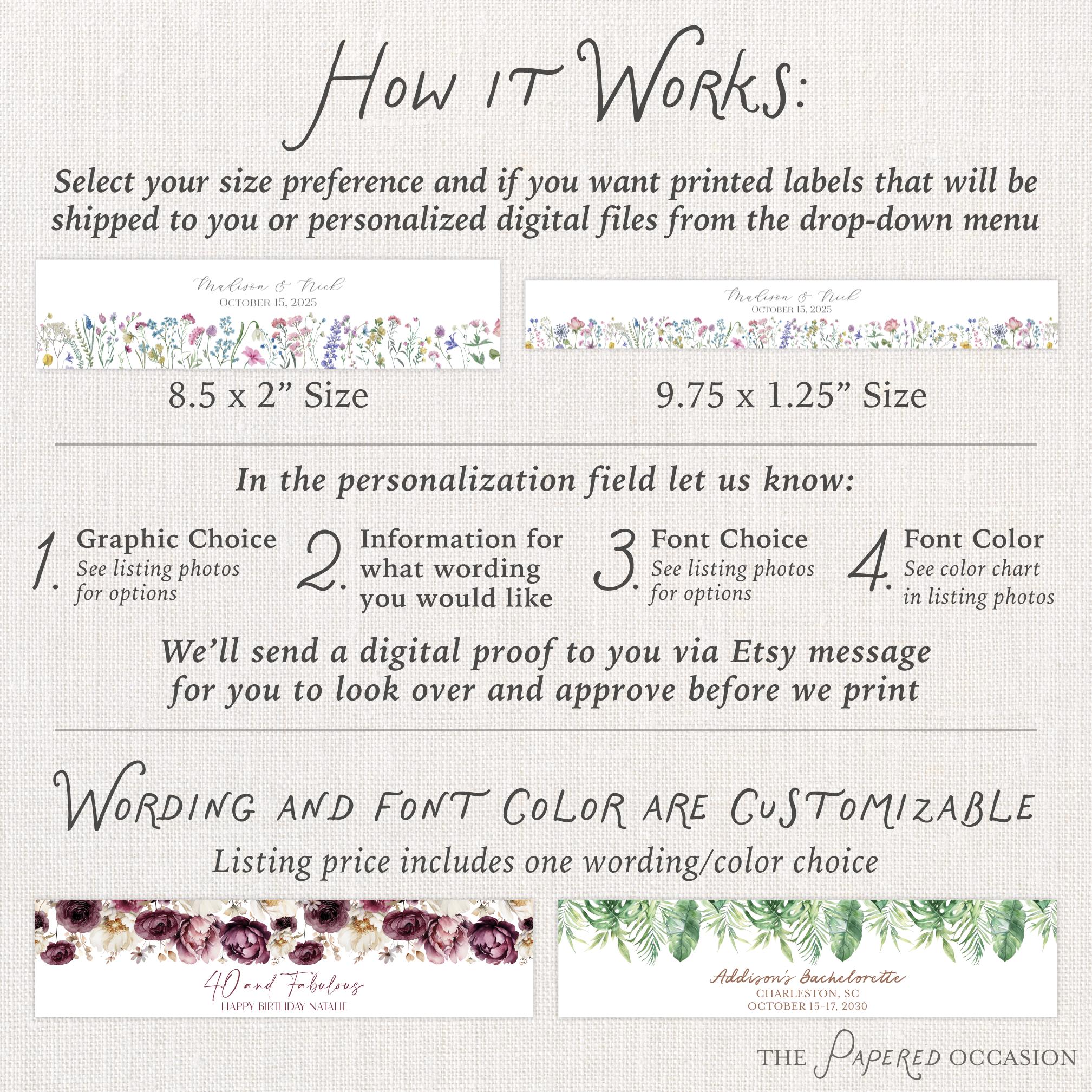 Personalized Water Bottle Labels - Seasonal Graphic Options, Party ...