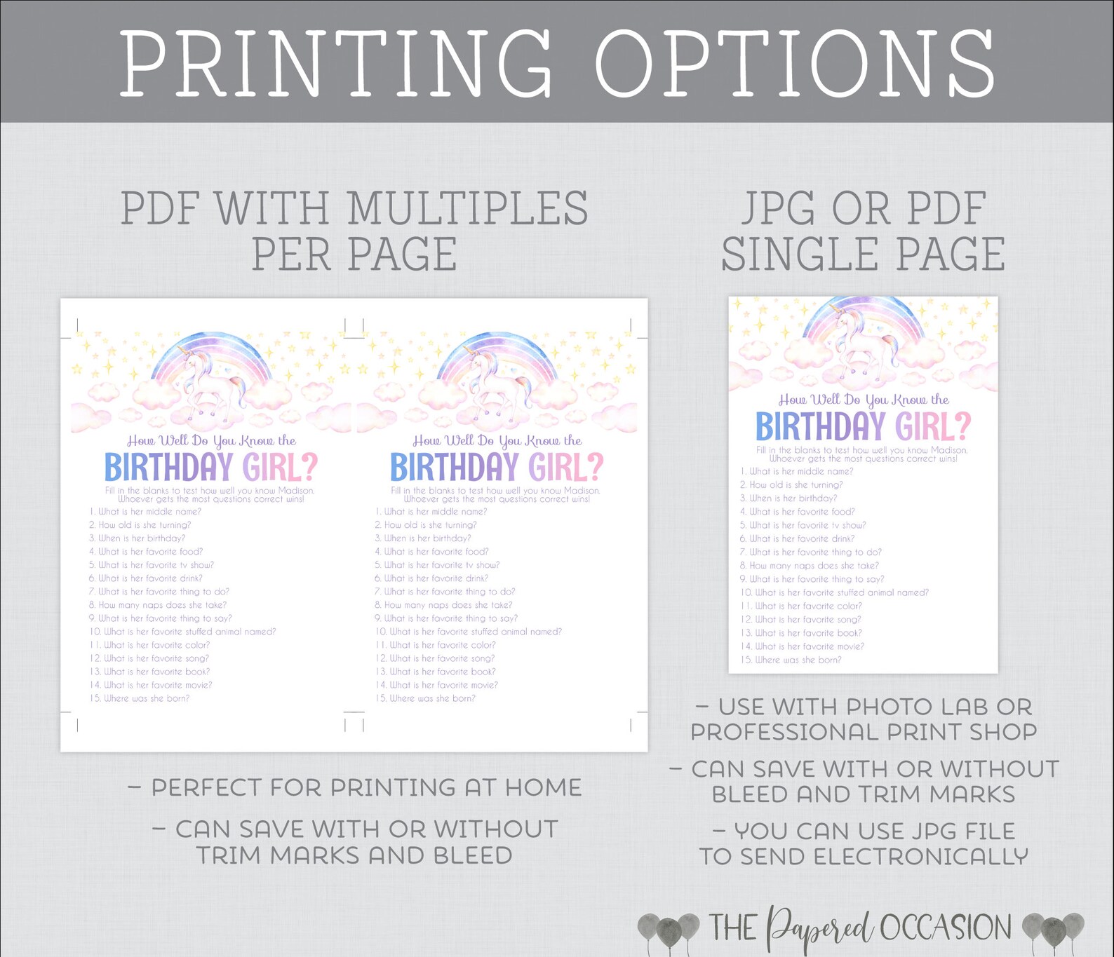 Editable Unicorn Birthday Party Game Printable Rainbow Unicorn Themed ...