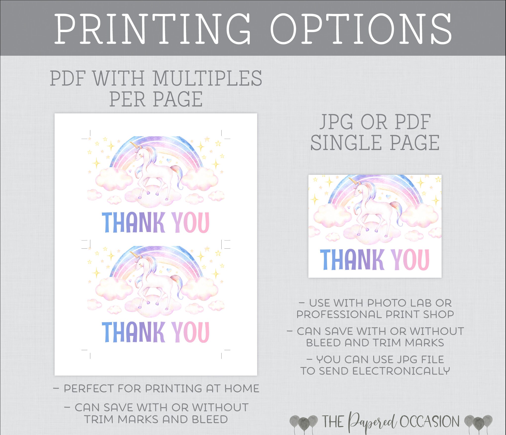Editable Unicorn Thank You Postcards Printable Rainbow - Etsy