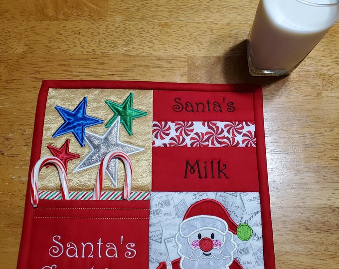 Embroidered Milk and Cookie Mat for Santa Christmas Eve, Handmade - Etsy