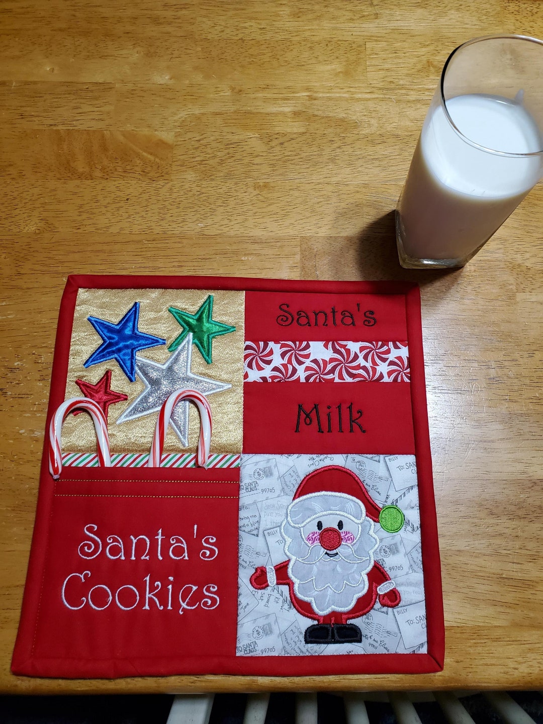 Embroidered Milk and Cookie Mat for Santa Christmas Eve, Handmade - Etsy