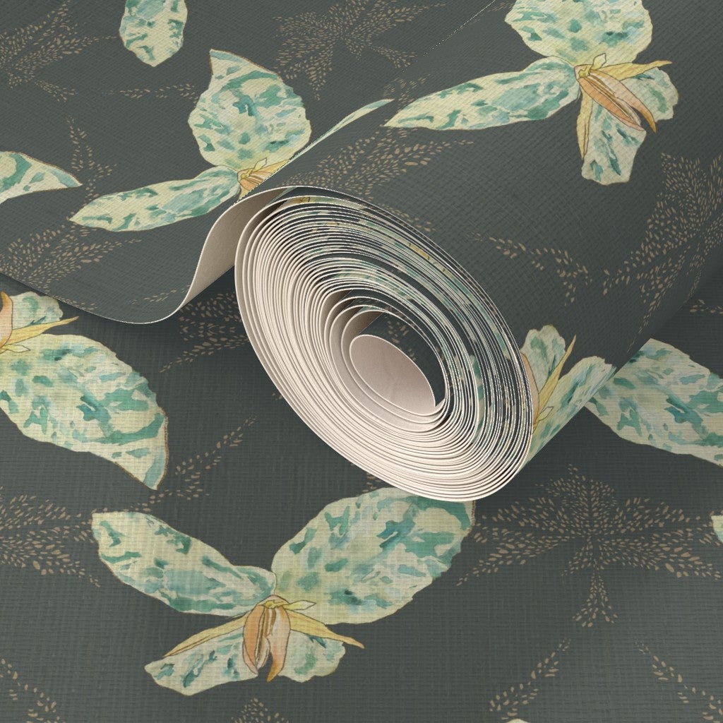 Toadshade Floral Wallpaper, Wildflower Wallpaper, Dark Floral Wallpaper ...
