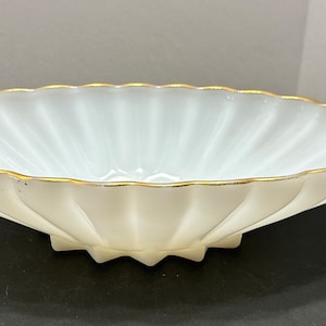 Large White Milk Glass Serving or Fruit Bowl Gold Rim - Etsy