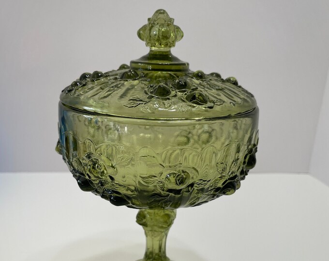 Fenton Covered Comport/compote Candy Dish Colonial Green - Etsy