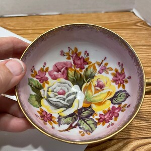 Teacup Saucer Pink With Roses Reticulated Teacup and Saucer Made in ...
