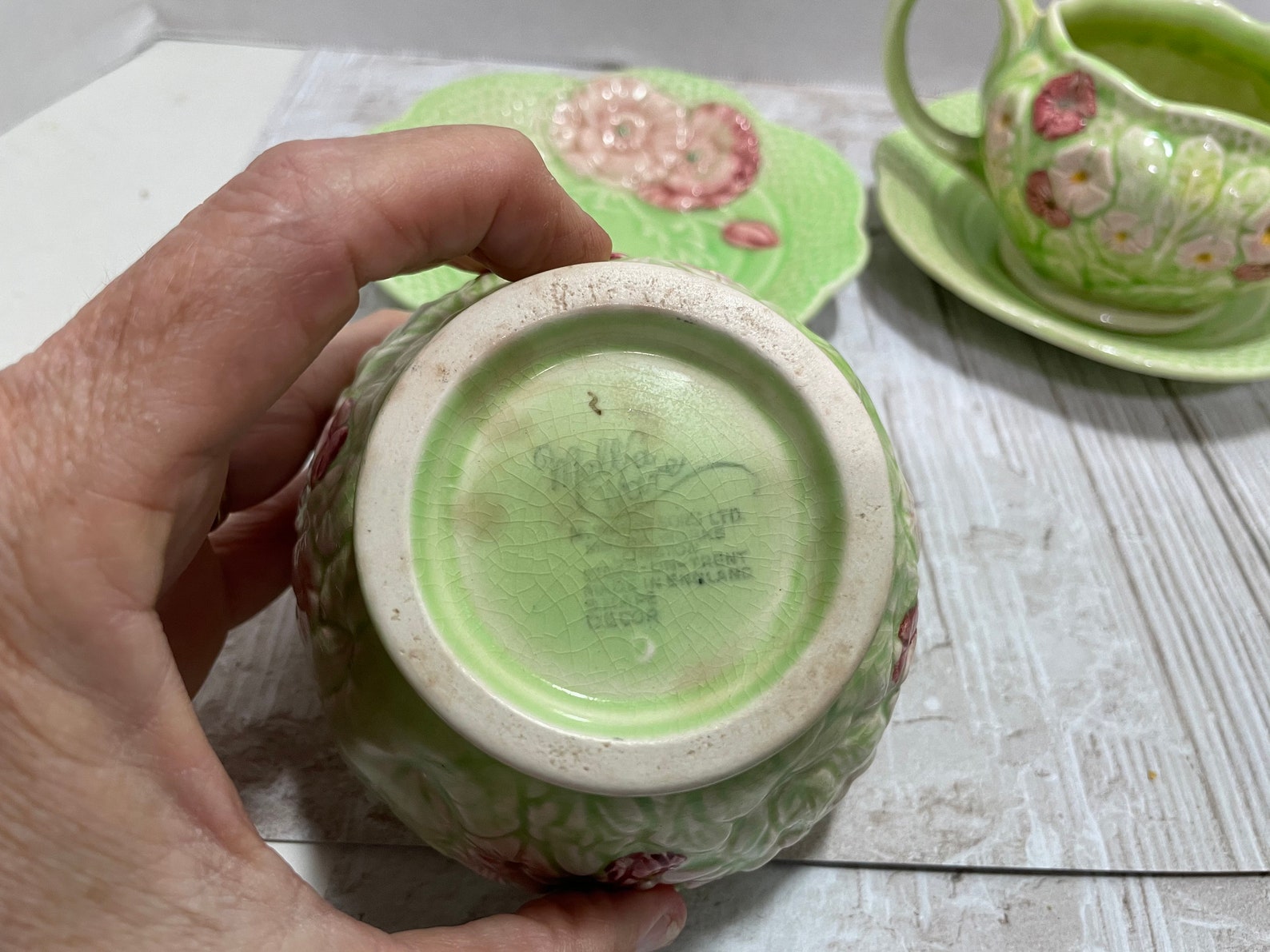 Melba Ware Sugar and Creamer With Under Plater Mint Green M - Etsy