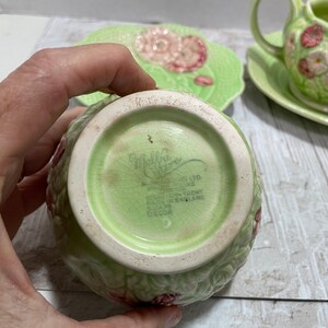 Melba Ware Sugar and Creamer With Under Plater Mint Green M Wain and ...