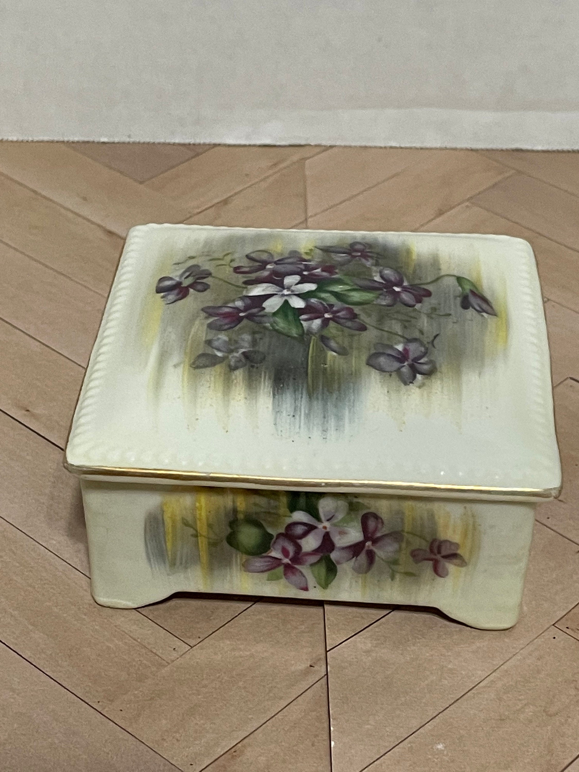 Porcelain Trinket Box With Violets UOAGCO China Made in Japan - Etsy