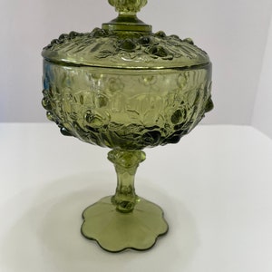 Fenton Covered Comport/compote Candy Dish Colonial Green - Etsy